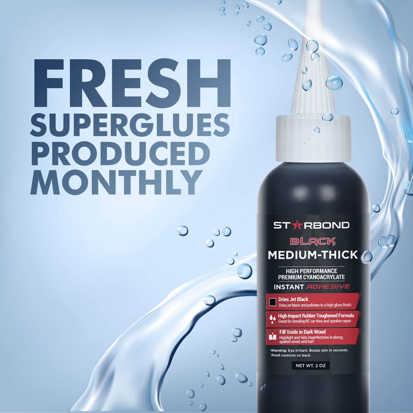 KBL-500 Black Rubber Toughened CA Glue for Woodturning and Hobby – Starbond